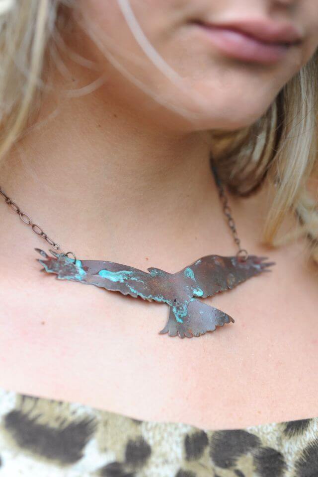 Fully Fledged Falcon Bird Choker in copper | Bird of Prey Jewellery