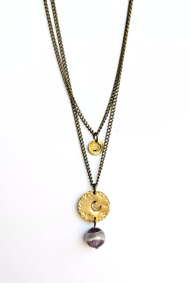Bohemian Amethyst & Moon Necklace – Spiritual Celestial Jewellery NZ